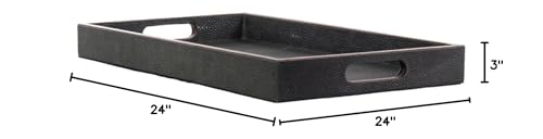 Graphite Sting Tray — Large — by Alice Lane Home Collection — Striking Graphite Color — Decorative Tray — Coffee Table, Office — Opposing Open Handles