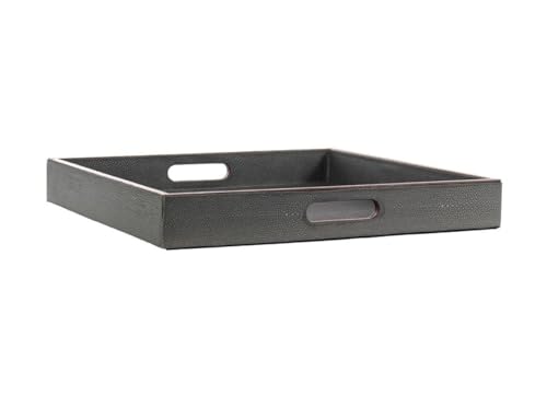 Graphite Sting Tray — Large — by Alice Lane Home Collection — Striking Graphite Color — Decorative Tray — Coffee Table, Office — Opposing Open Handles