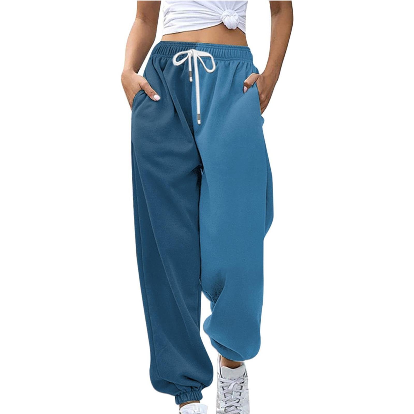 Baggy Fleece Lounge Pants Wide Leg Drawstring Joggers Oversized Joggers Loungewear High Waisted Wide Leg Pants Women's Comfy Elastic Waistband Drawstring Linen Pants Cropped ZLOUS30919SALE092