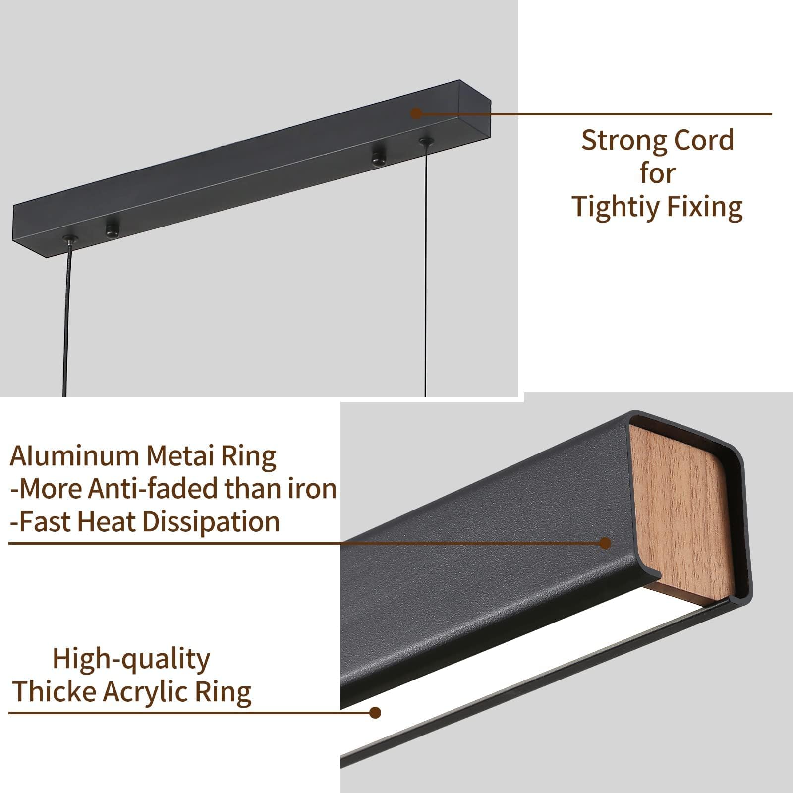 Mikeru Dimmable 3000k-6000k Linear Pendant, 39 Inch Modern LED Pendant Light with Remote Control, Adjustable Cable Suitable for Office Dining Room Kitchen Island, Billiard Room (39inch)