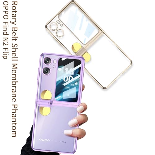Smartphone Flip Cases Clear Case Compatible with Oppo Find N2 Flip, Built-in Screen Protector Anti-Yellowing Hard PC Shockproof Lightweight Protective Phone Case Cover with Wrist Strap for Oppo Find N