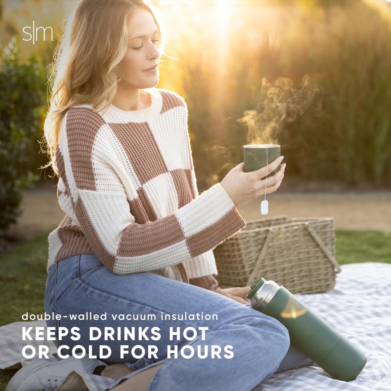 Simple Modern 36oz Insulated Hot Beverage Bottle with 2 Mugs | Travel Coffee Thermos for Hot Drinks | Twist and Pour Top | Commute, Travel, and Picnic Friendly | Roam Collection | Lavender Mist