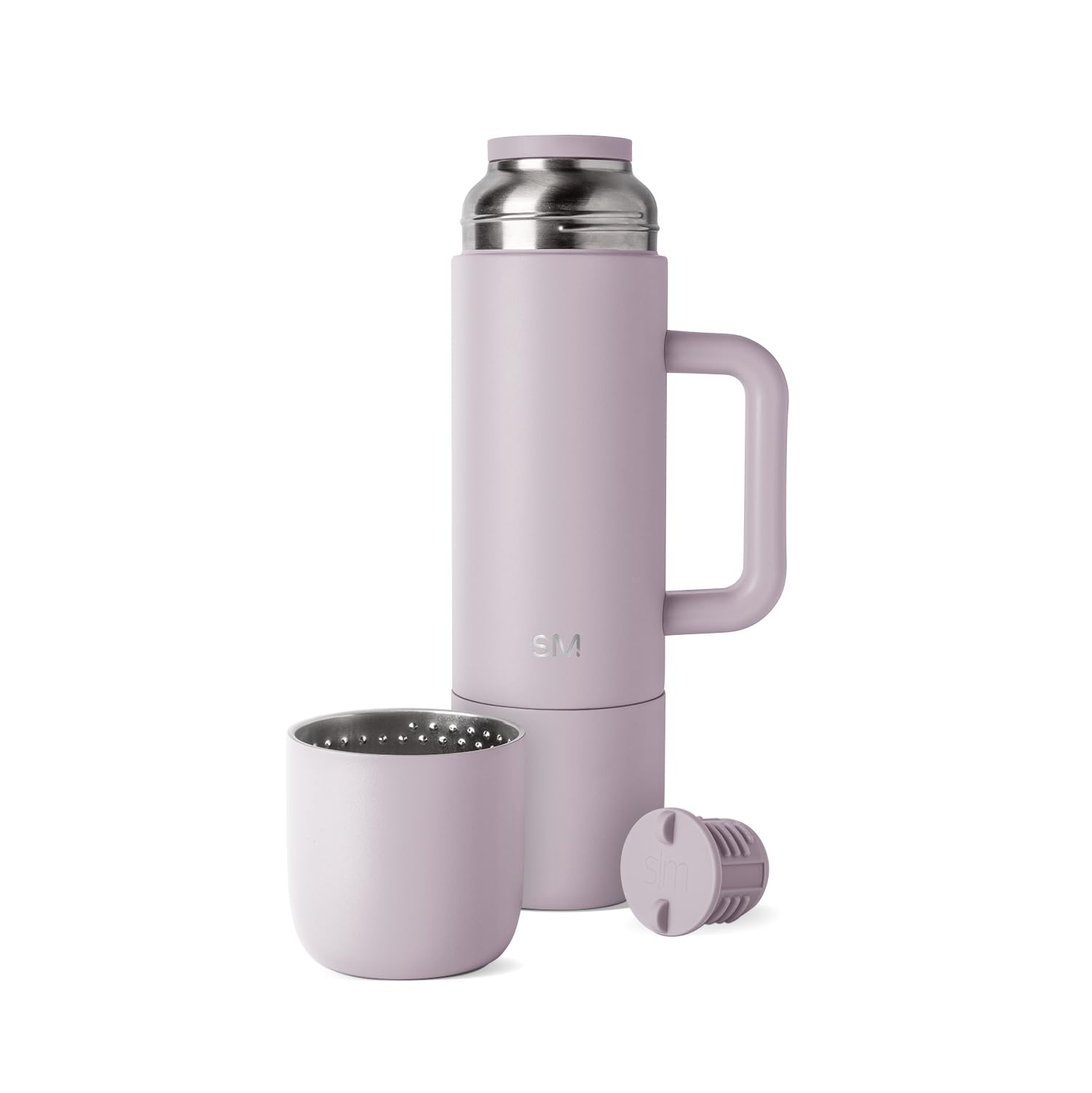 Simple Modern 36oz Insulated Hot Beverage Bottle with 2 Mugs | Travel Coffee Thermos for Hot Drinks | Twist and Pour Top | Commute, Travel, and Picnic Friendly | Roam Collection | Lavender Mist