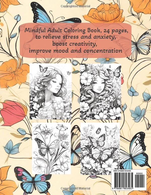 Butterflies: Coloring Book For Adults