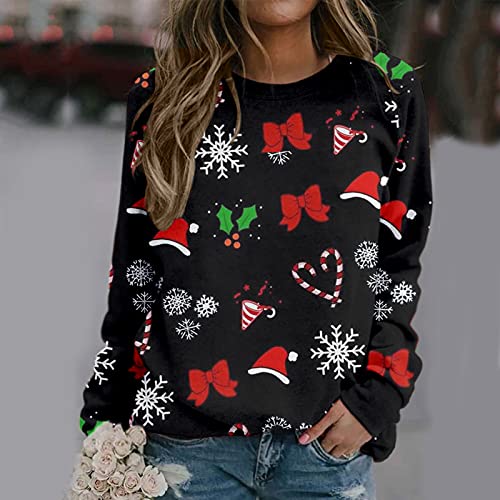 Christmas Shirts for Women Women Crop top Ugly Xmas Crewneck Christmas Tree Print Leopard Tunic Pullover Sweater Lapel Work Office Women’s Clothes Women Halloween Costumes Xmas Plaid Tree Color Block