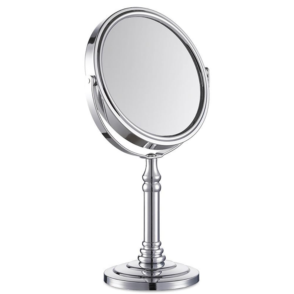 HAIPUTTER Double Sided 3X and 1X Magnifying Makeup Mirror with Stand, 6 in Silver Vanity Swivel Mirrors for Desk Table Standing