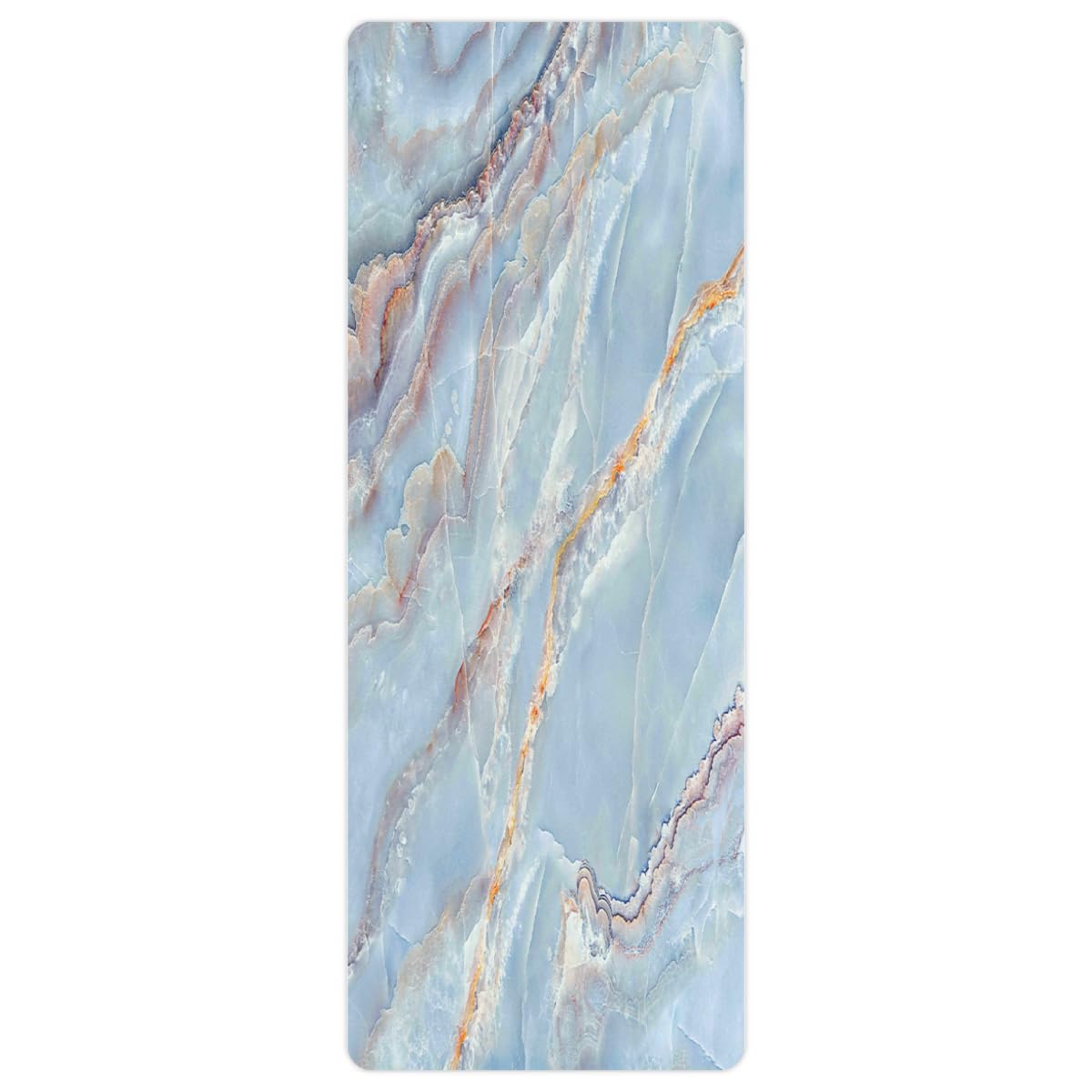 Marble Pattern Waves Yoga Mat Folding Travel Fitness & Exercise Mat with Carrying Bag Non-Slip Lightweight Travel Yoga Mat for Women Pilates 72"L × 26.8” W × 2 Mm Thick