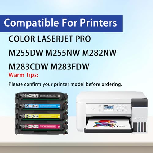 206A Toner Cartridges Compatible for Hp W2110A W2111A W2113A W2112A High Yield Toner Cartridges with Chip Work for M255DW M255NW M282NW M283CDW M283FDW Printer Cyan
