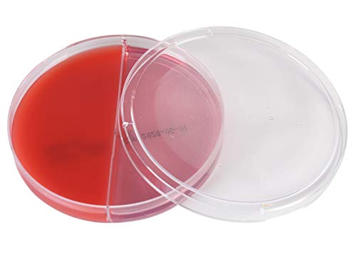 Blood Agar/MacConkey Biplate, (Blood/MAC), 15x100mm 2 Section Dish, Order by The Package of 10, by Hardy Diagnostics
