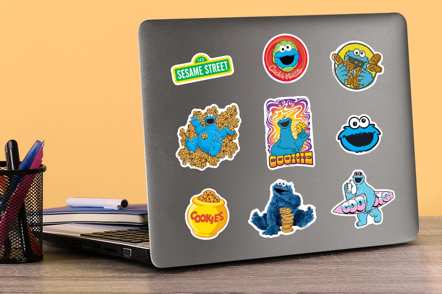 Sesame Street Cookie Monster 50ct Vinyl Large Deluxe Stickers Variety Pack - Laptop, Water Bottle, Scrapbooking, Tablet, Skateboard, Indoor/Outdoor