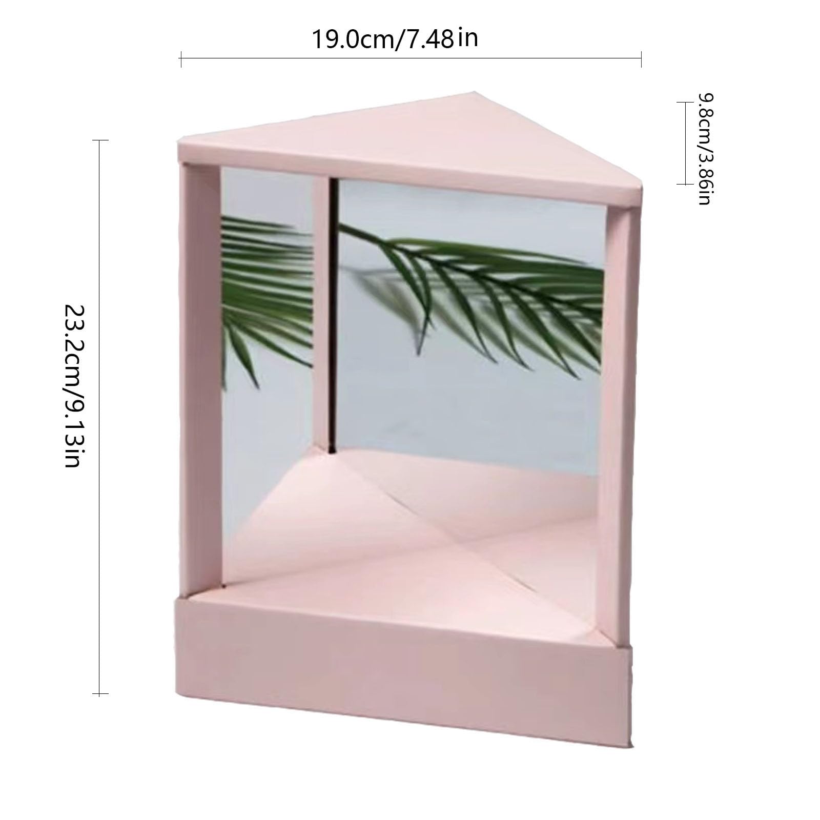 ZHU YU CHUN 1 PCS Non-Reversing Cosmetic Stand Mirror,Left and Right are Not Revers No Mirror Mirror for True Image, Triangular Fixed, Vanity Stand Mirror Non-Magnifying Desk Mirror(Pink)