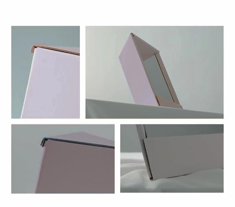 ZHU YU CHUN 1 PCS Non-Reversing Cosmetic Stand Mirror,Left and Right are Not Revers No Mirror Mirror for True Image, Triangular Fixed, Vanity Stand Mirror Non-Magnifying Desk Mirror(Pink)