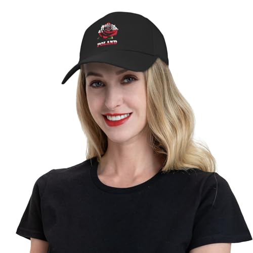 Rose Poland Poles Flag Baseball Cap for Men Women Adjustable Classic Dad Hat Trucker Cap for Running Outdoor Activities Snapback Hat