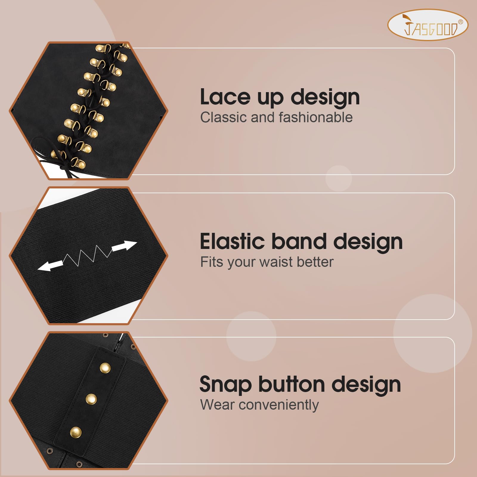 JASGOOD Women Wide Corset Belt Elastic Waist Belt Lace-up Tied Waspie Costume Belt