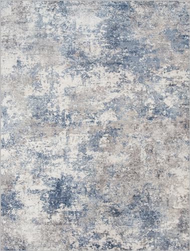 Area Rug Living Room Rugs: 5x7 Indoor Soft Fluffy Rug Abstract Carpet for Bedroom Kitchen Dining Room Floor Washable Plush Throw Large Accent Rug Home Office Nursery Decor - Gray/Blue