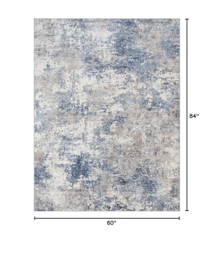 Area Rug Living Room Rugs: 5x7 Indoor Soft Fluffy Rug Abstract Carpet for Bedroom Kitchen Dining Room Floor Washable Plush Throw Large Accent Rug Home Office Nursery Decor - Gray/Blue