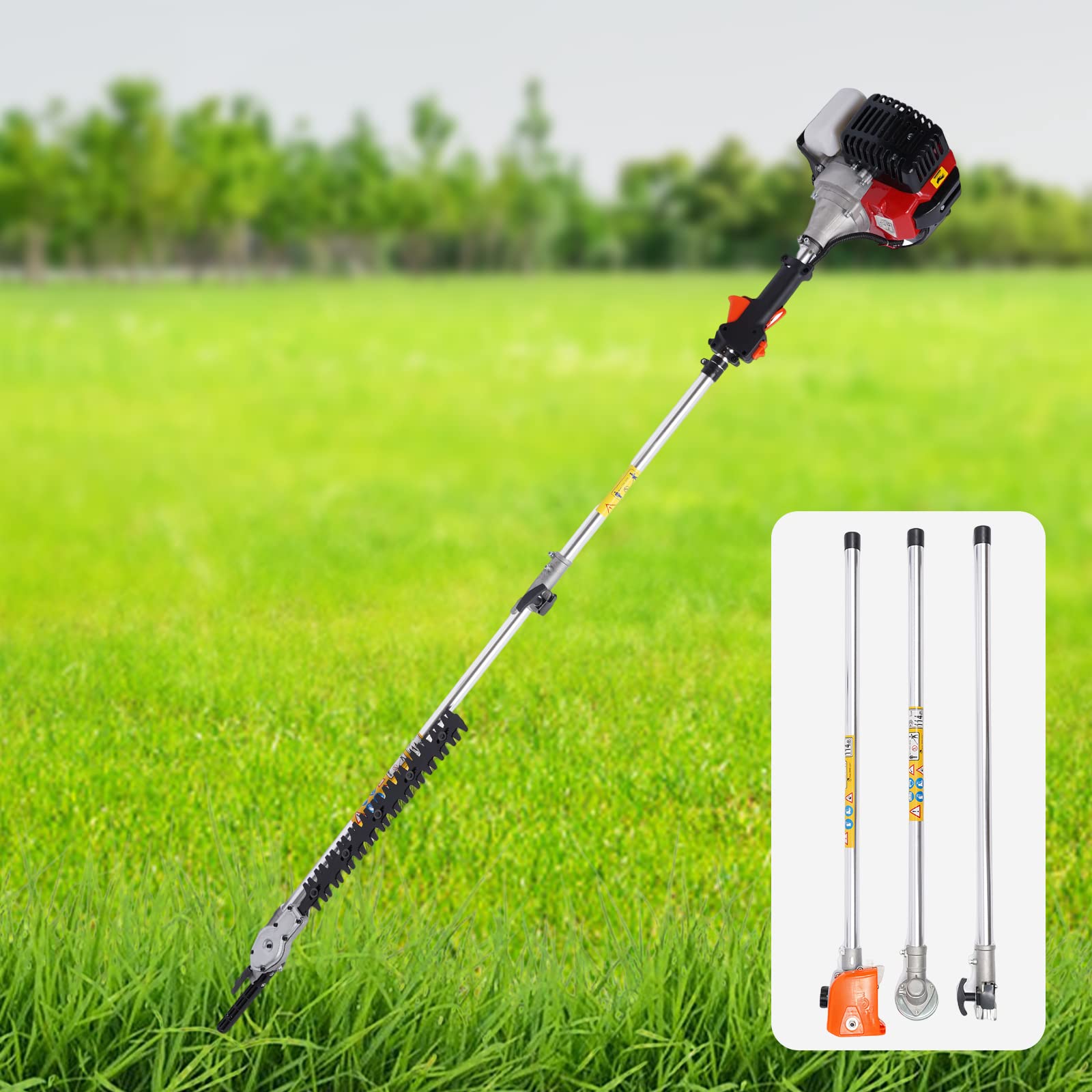 Cordless Trimmer, 10 in 1 52cc Hedge Strimmer Telescopic Rod String Trimmer, 2 Stroke Engine Trimmer and Brush Cutter Blade Power Trimming Tools for Garden Lawn Care and Tree Trimming