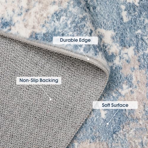 Area Rug Living Room Rugs: 5x7 Indoor Soft Fluffy Rug Abstract Carpet for Bedroom Kitchen Dining Room Floor Washable Plush Throw Large Accent Rug Home Office Nursery Decor - Gray/Blue