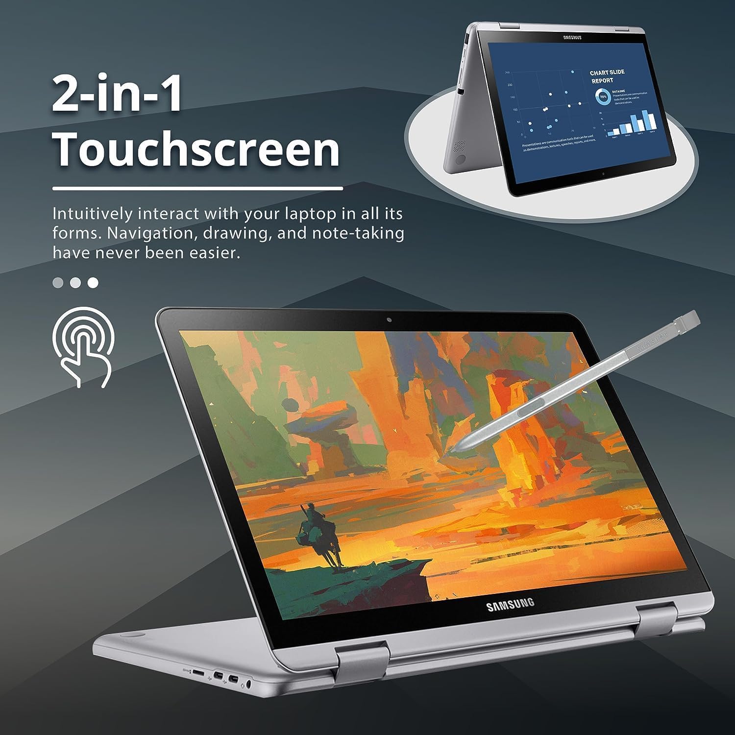 SAMSUNG Plus V2 2 in 1 360 12.2" FHD+ Touchscreen Chromebook Student, Intel Celeron 3965Y, 4GB RAM, 128GB Storage, Wi-Fi, Zoom Meeting, Dual Webcam, Stylus Pen, Wireless Mouse, Chrome OS, GM Accessory