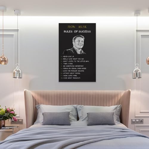 Khglxm ELON MUSK Motivational Poster Rules of Success Canvas Wall Art Prints for Wall Decor Room Decor Bedroom Decor Gifts Posters 08x12inch(20x30cm) Unframe-style