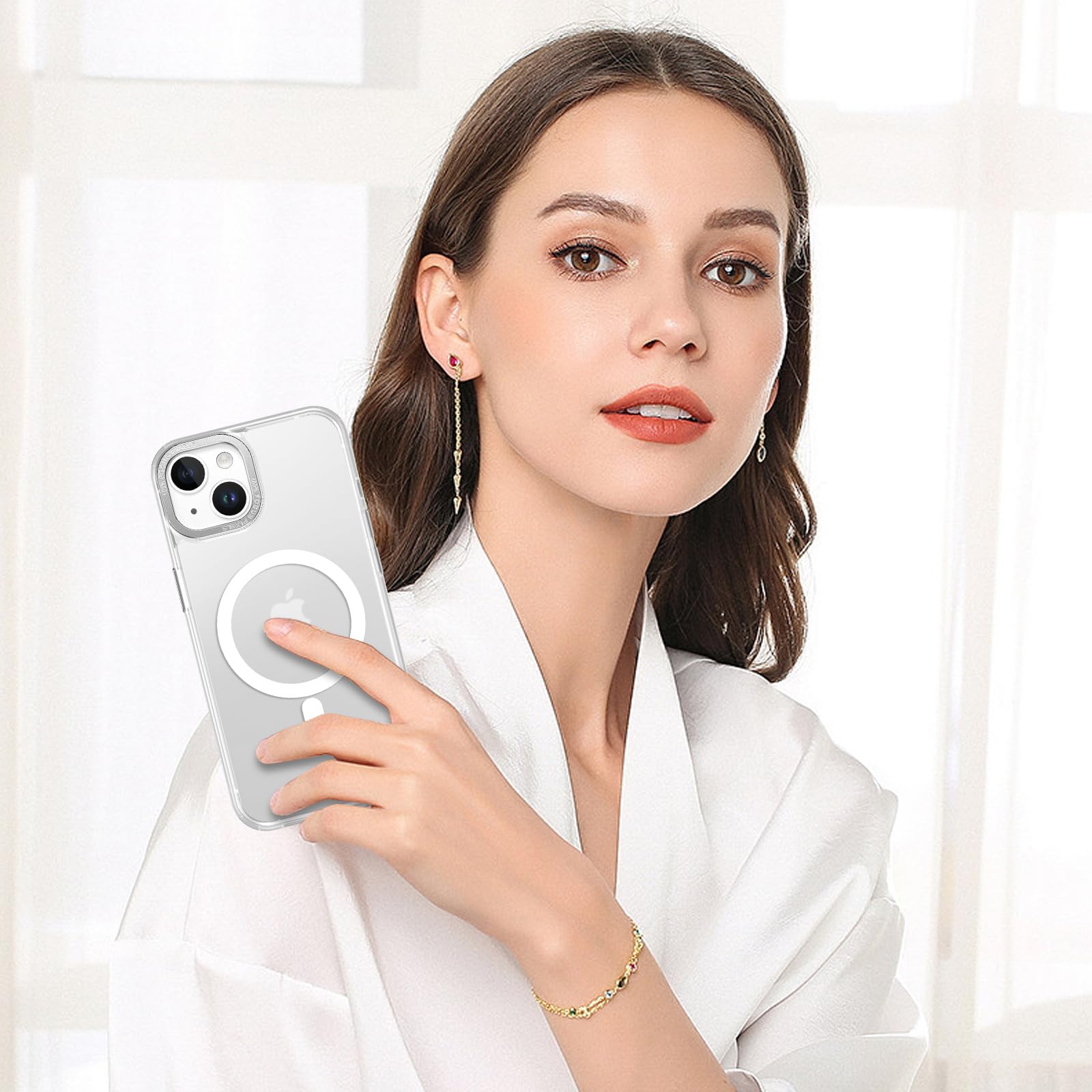 BENTOBEN Magnetic for iPhone 13 Case & iPhone 14 Case [Compatible with Magsafe] Translucent Matte Phone Case iPhone 13/14 Slim Shockproof Women Men Protective Cover for iPhone 13/14 6.1", White