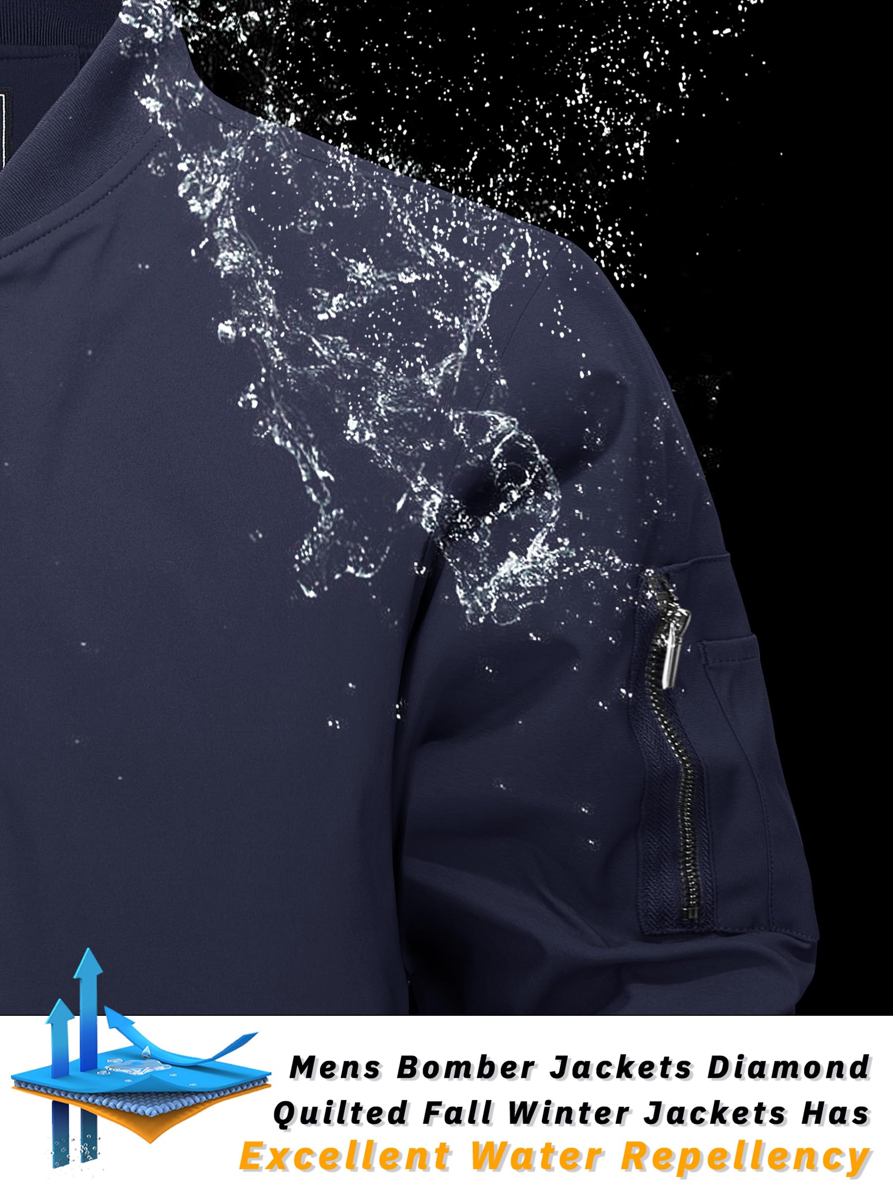 TACVASEN Mens Bomber Jackets Winter Softshell Jacket Water-Resistant Winter Coats for Men Casual Windbreaker Jackets Navy Blue