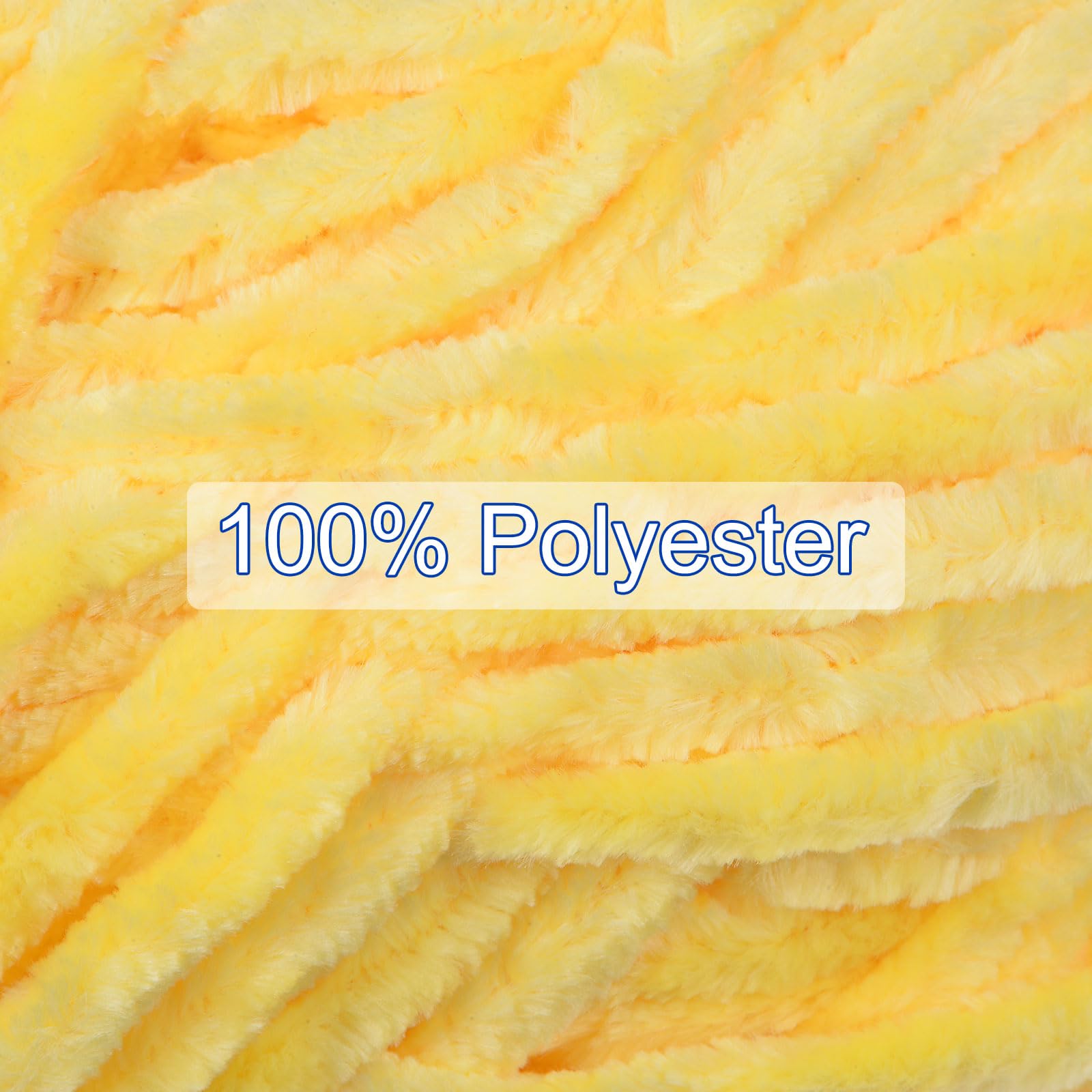 HARFINGTON 2 Skeins Velvet Chenille Yarn 2x100g/7.1oz 174 Yards Total Length #6 Super Bulky Polyester Soft Blanket Yarn for Knitting Weaving Scarf, Yellow