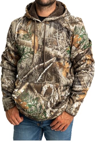 Realtree Men's Camo High Pile Fleece Vest Jacket for Hunting, Hiking and Climbing (US, Alpha, Large, Regular, Regular, Edge | Sherpa)