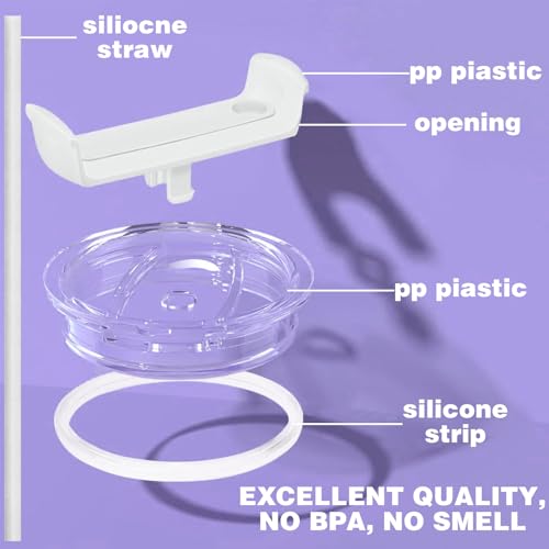Stanley Cup Lids, 9 Pack Stanley Replacement Lid Accessories for Stanley Tumbler Cup 40 oz 2.0 and Other Tumbler 40 oz, Including Straw Cover Cap, Replacement Straws And Lid Spill Plug (Orchid)
