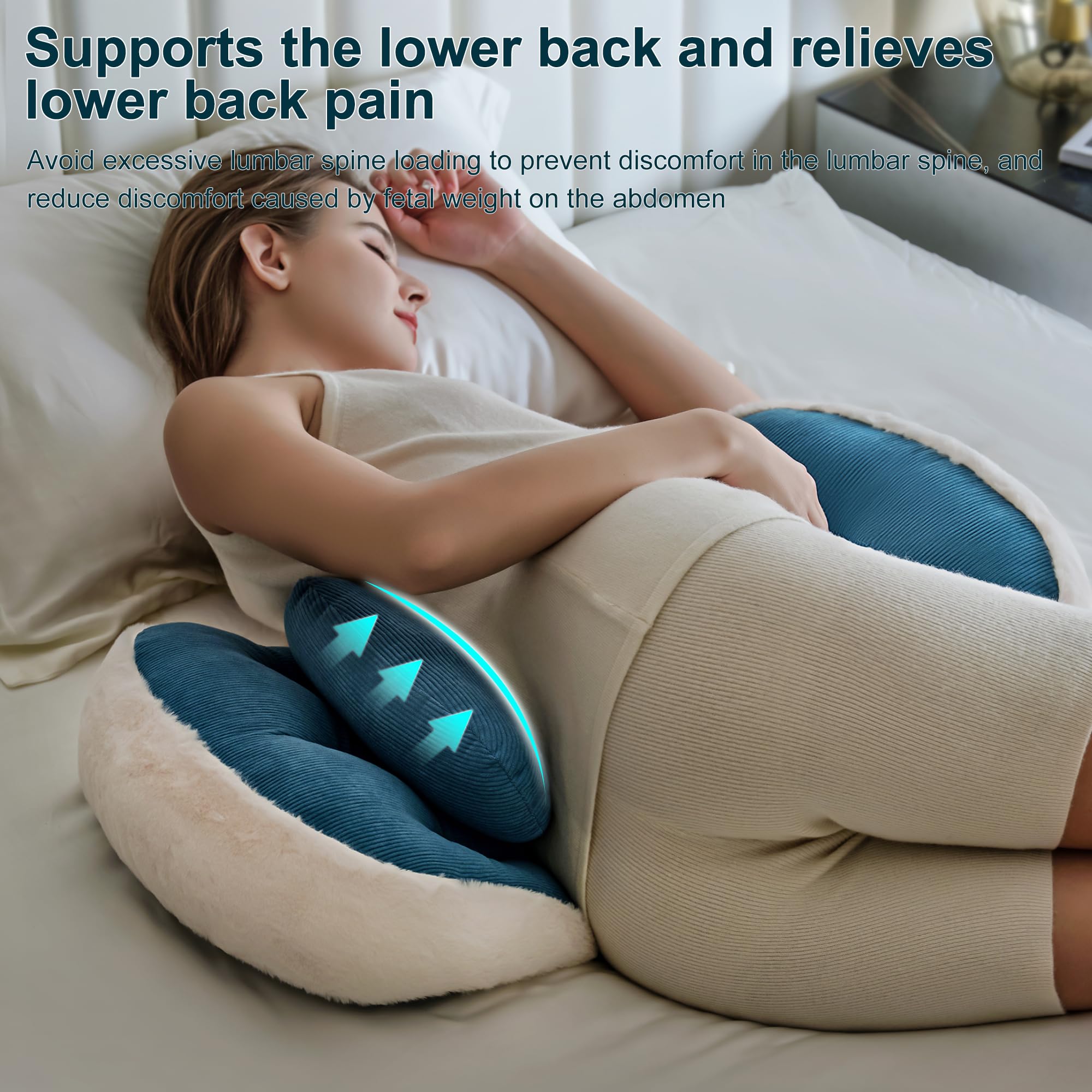 pobopobo Pregnancy Pillow for Sleeping,Comfortable Faux Fur Luxury Maternity Pillow Support for Pregnant Women, Pregnancy Pillows with Laundry Bag, Maternity Pillows for Hip Pain(Coffee)