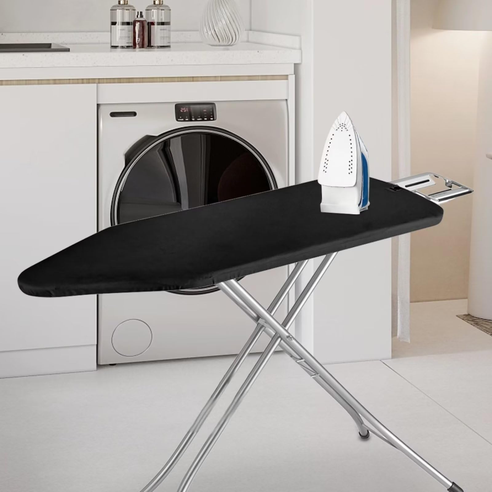 COEQINE Tabletop Ironing Board Cover and Pad Christmas Snowman Cute Tress Print with Elastic Edge and Hook and Loop Fasteners Black Stain