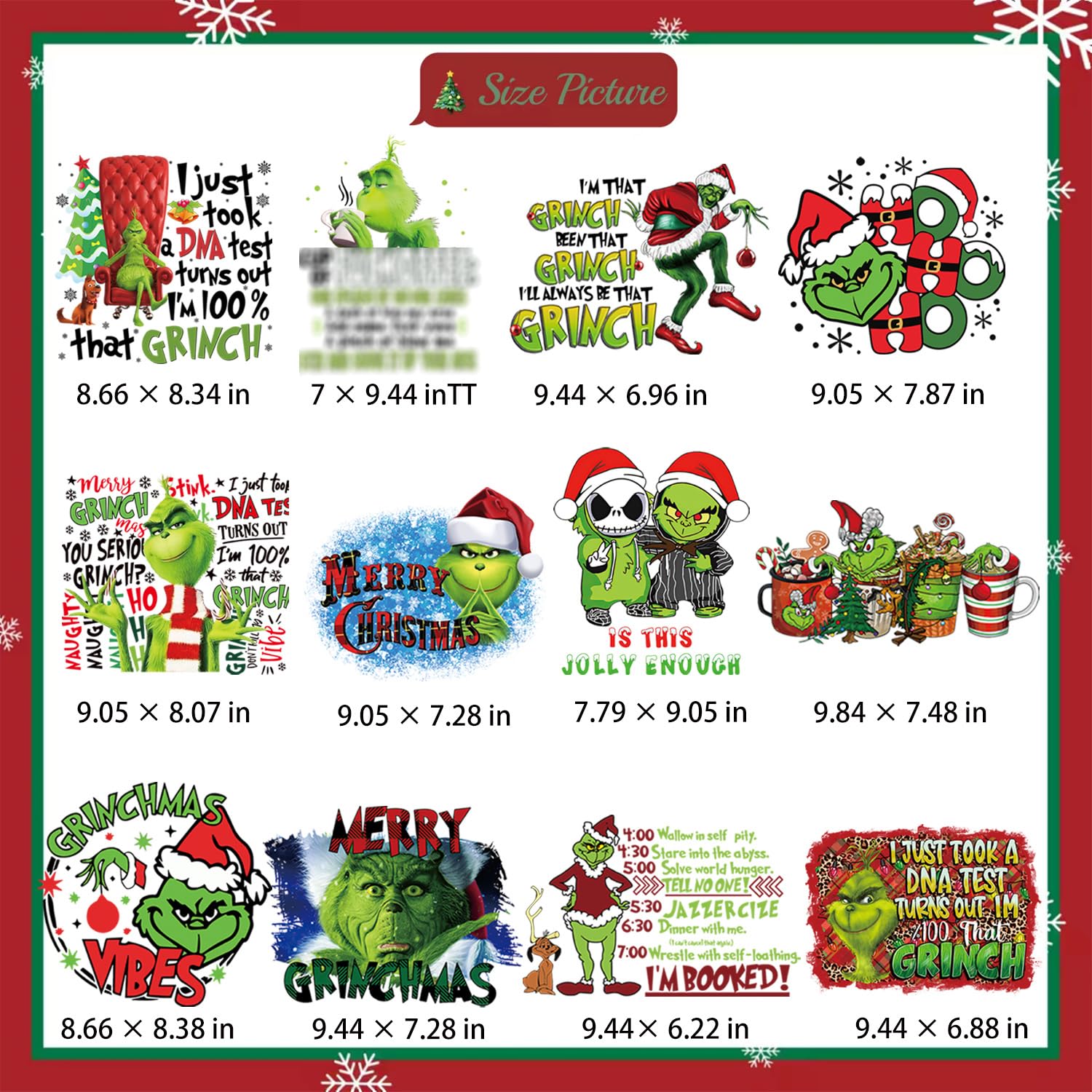 12 Sheets Christmas Iron on Transfers - HTV Vinyl Stickers for DIY T Shirts, Clothes, Backpack, Pillow