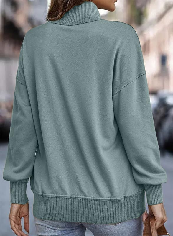 SHEWIN Womens Sweatshirt Casual Long Sleeve Lightweight Oversized Sweatshirts Loose Button Pullover Tops Fall Outfits for Women 2024,US 16-18(XL),Mint Green