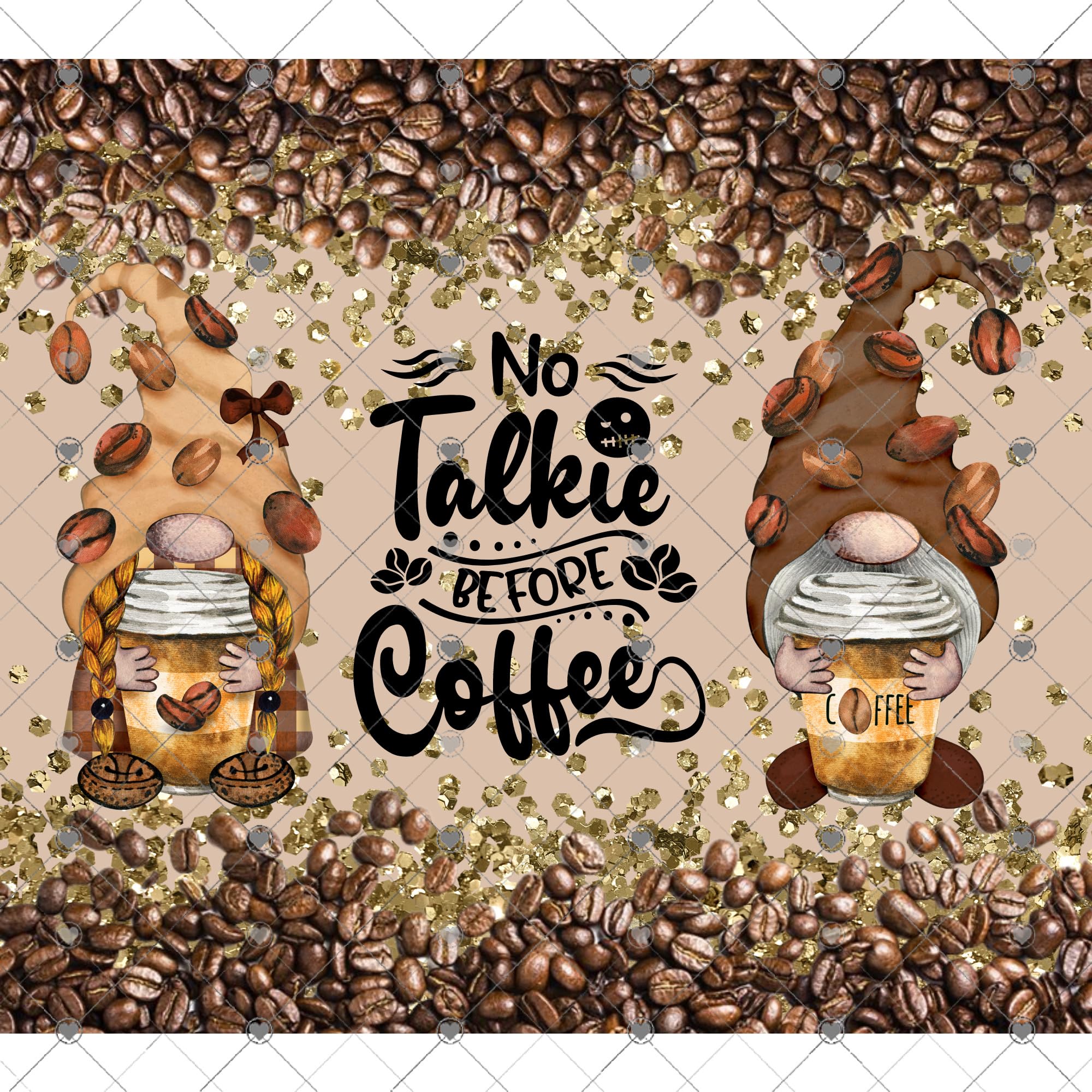 Coffee Gnomes Tumbler Sublimation Transfer, Ready to Press, 20 oz Straight Tumbler, Coffee Gnome Transfer for Tumbler, Gnome Transfer Wrap