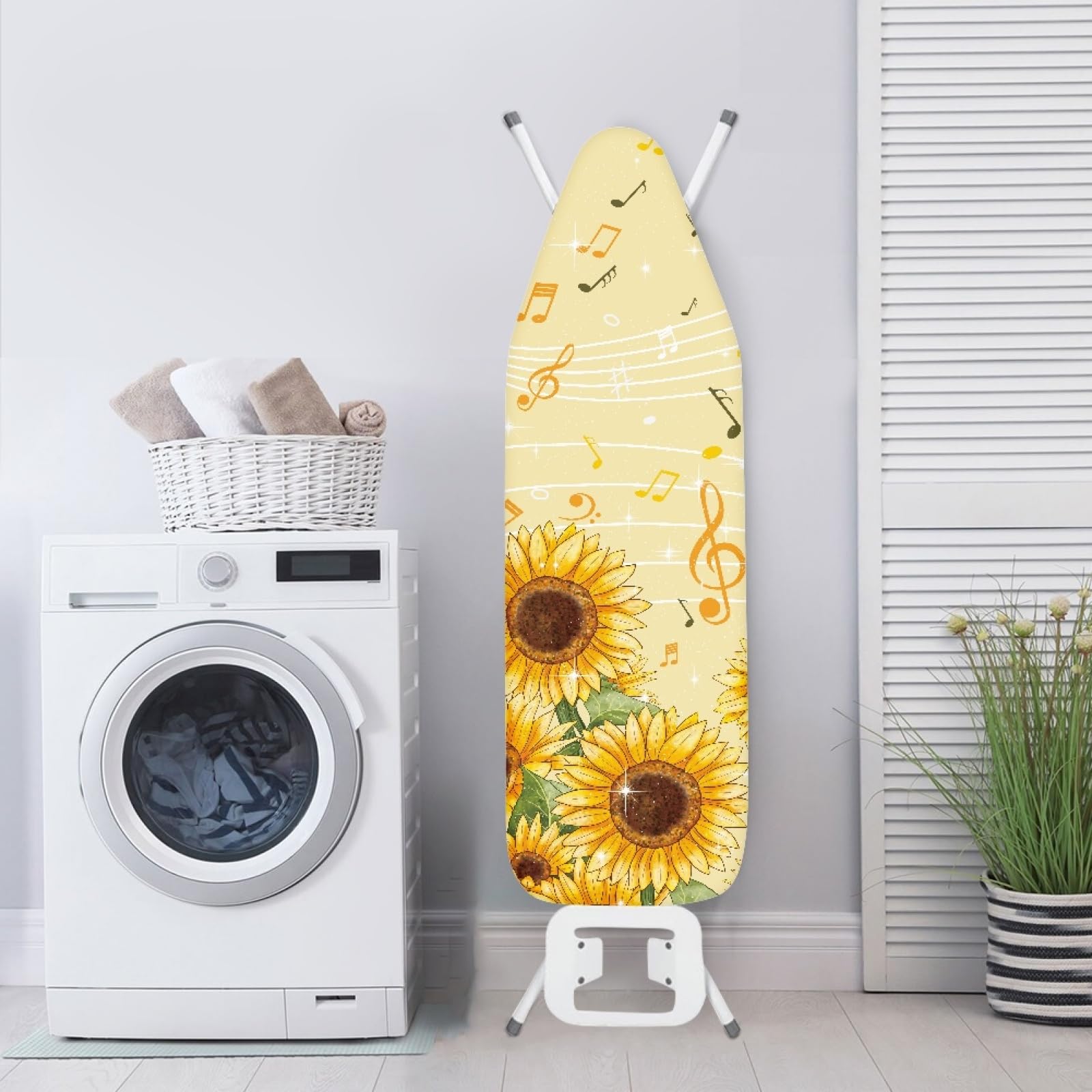 doginthehole Sunflower Ironing Board Cover with Elastic Edge Table Top Xmas Decoration Heavy Duty Padded Iron Board Covers with Elastic Edge and Adjustable Fastener