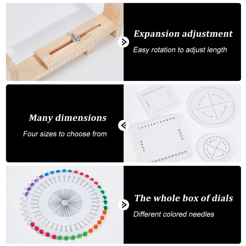 FINGERINSPIRE 1 Set Wooden Jig Bracelet Maker Kit with 4 Pcs Braiding Disk & 1 Set Sewing Straight Pin Adjustable Paracord Jig Bracelet Maker Foam Bracelet Knitting Tray Bracelet Braided Board for DIY