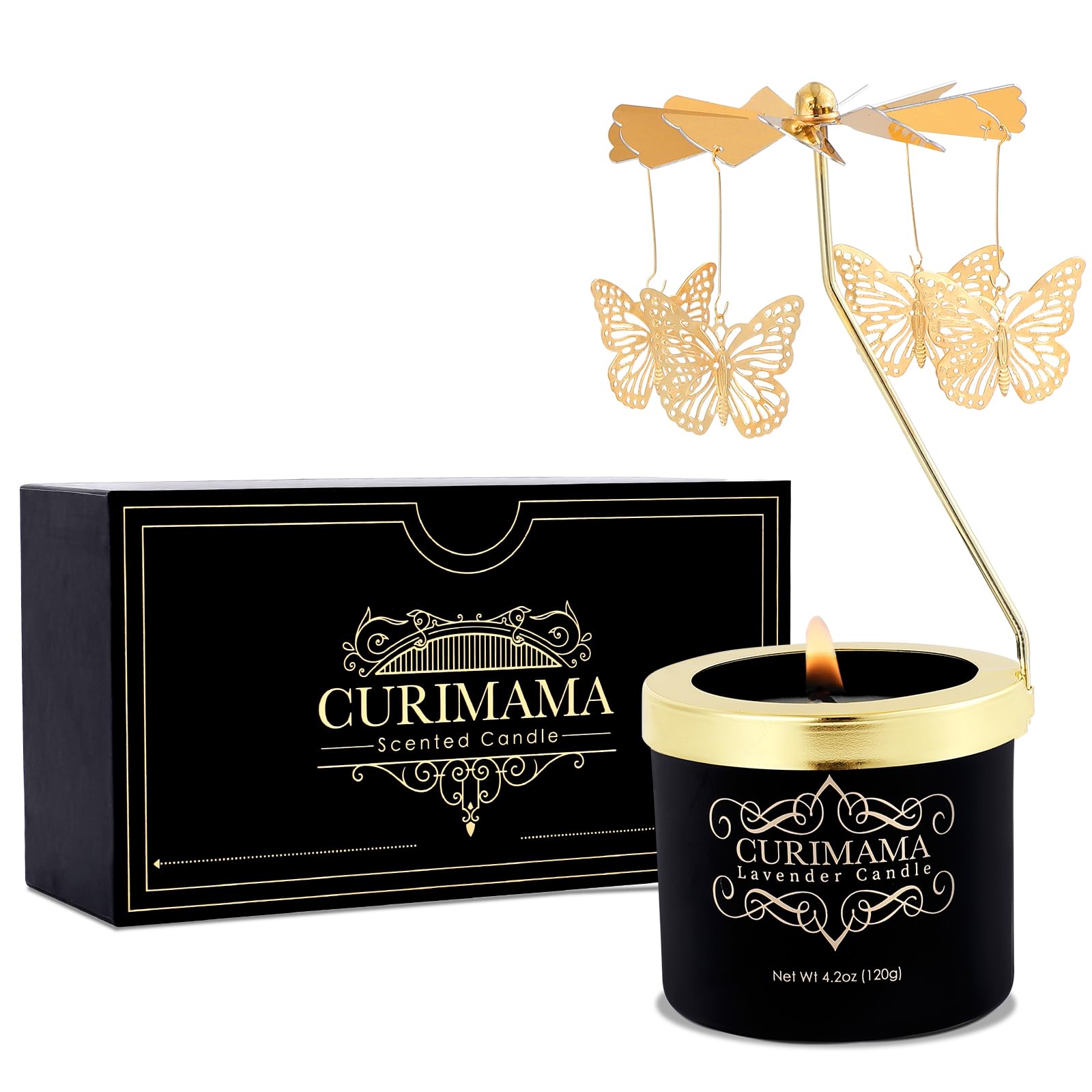 Gifts for Women Birthday Unique, Butterfly Gift for Mom, Rotating Candles Gifts for Best Friend, Lavender Candle Present for Sister, Mom Birthday Gift from Daughter