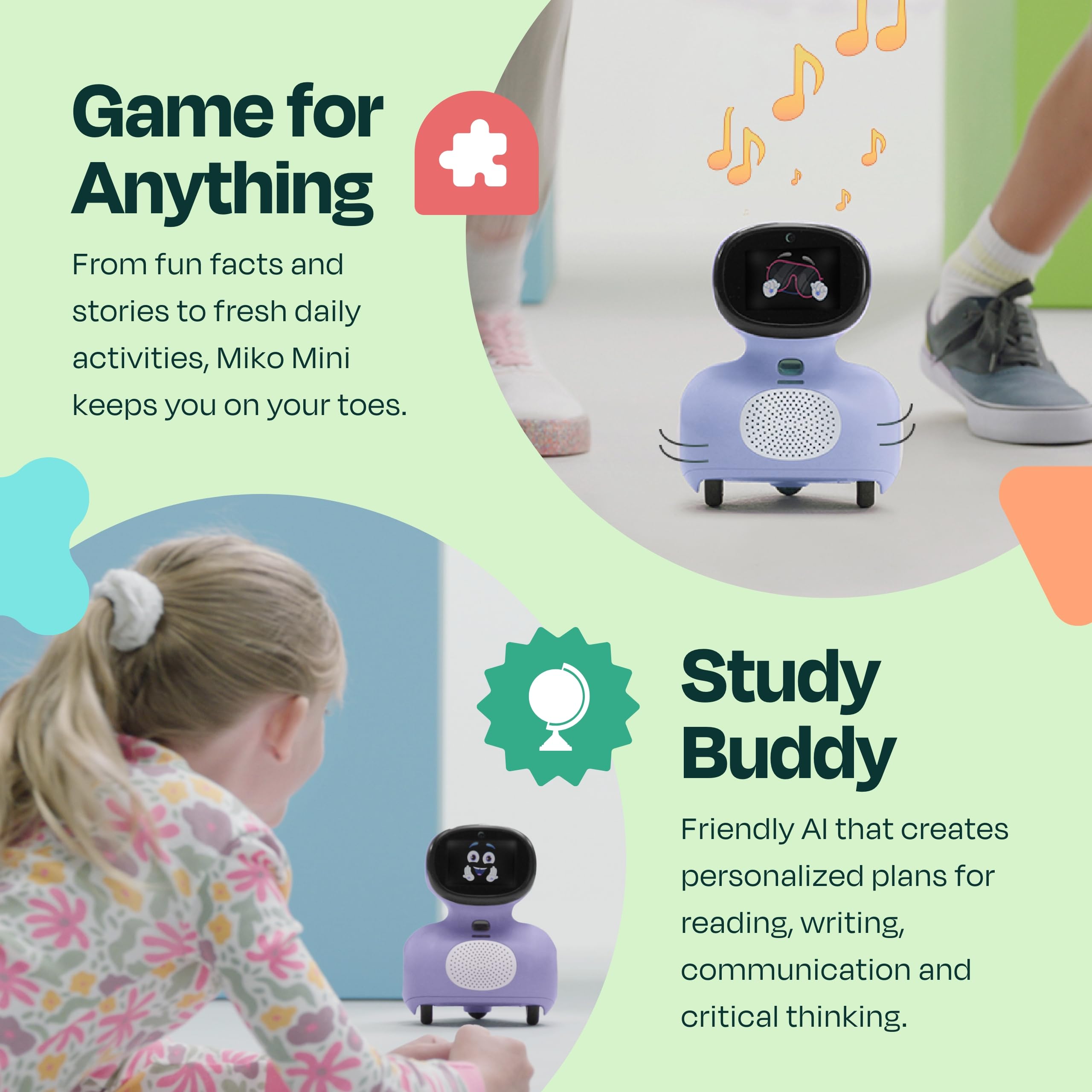 Miko Mini - Interactive Robot for Kids - For STEAM Learning - With Conversational AI - Tech Gift for Kids - Coding, Dancing Robot with Learning Games - For Boys & Girls Ages 4-10 - Purple