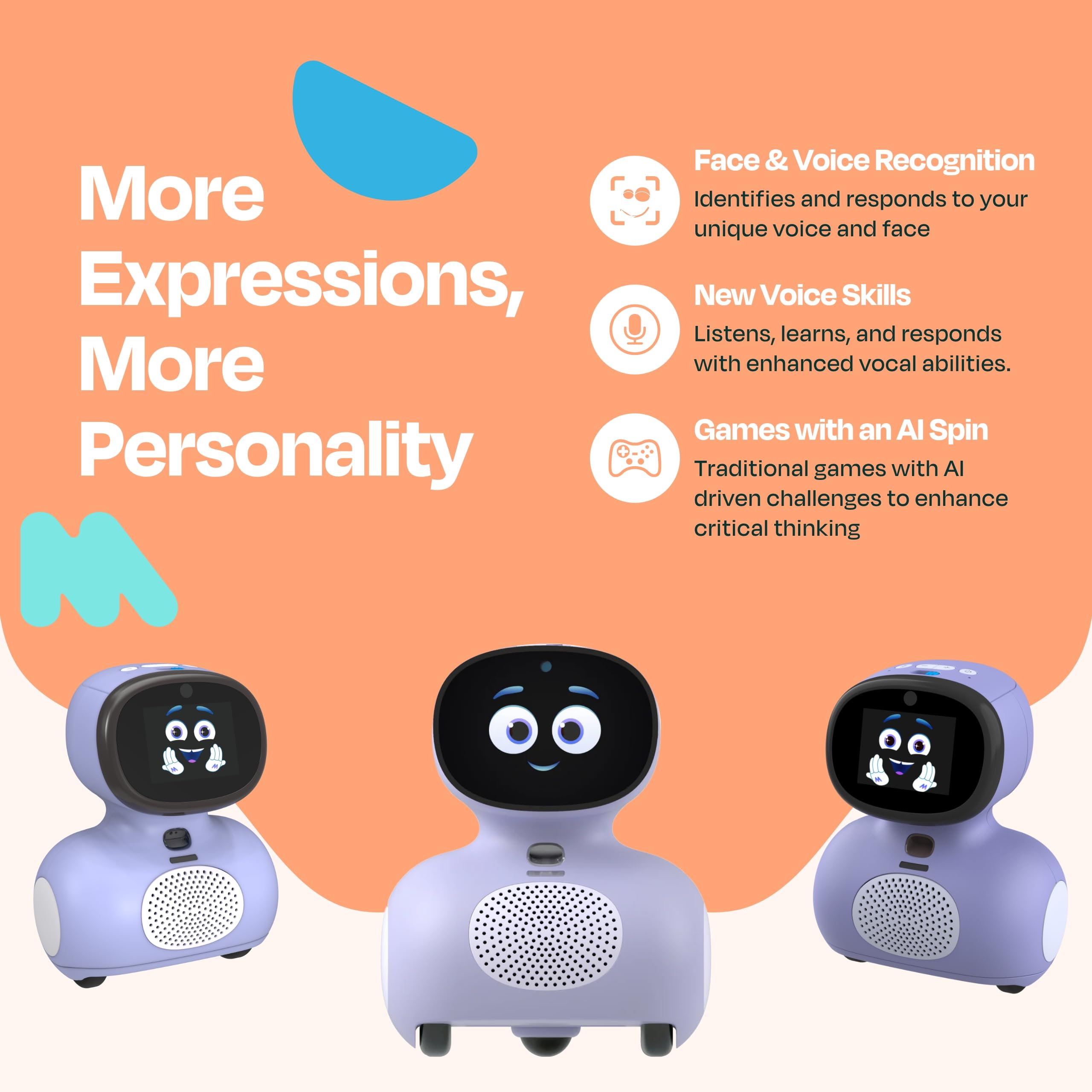Miko Mini - Interactive Robot for Kids - For STEAM Learning - With Conversational AI - Tech Gift for Kids - Coding, Dancing Robot with Learning Games - For Boys & Girls Ages 4-10 - Purple