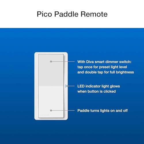 Lutron Pico Paddle Remote Wall-Mounting Kit for Wireless 3-Way Switch Applications w/Caseta Smart Dimmer Switches, Includes Remote, Wallbracket, Wallplate, and Wire Label Stickers, PJ2W-P2B-WH,White