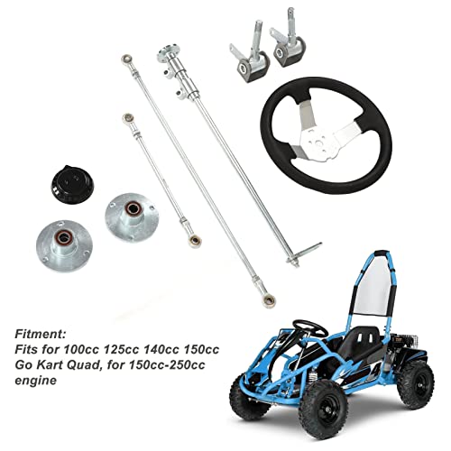Go Karts Steering Wheel Kit - Tie Rod Joint Gear Rack Shaft Kit - Fits 100cc 125cc 140cc 150cc Go Kart Quad