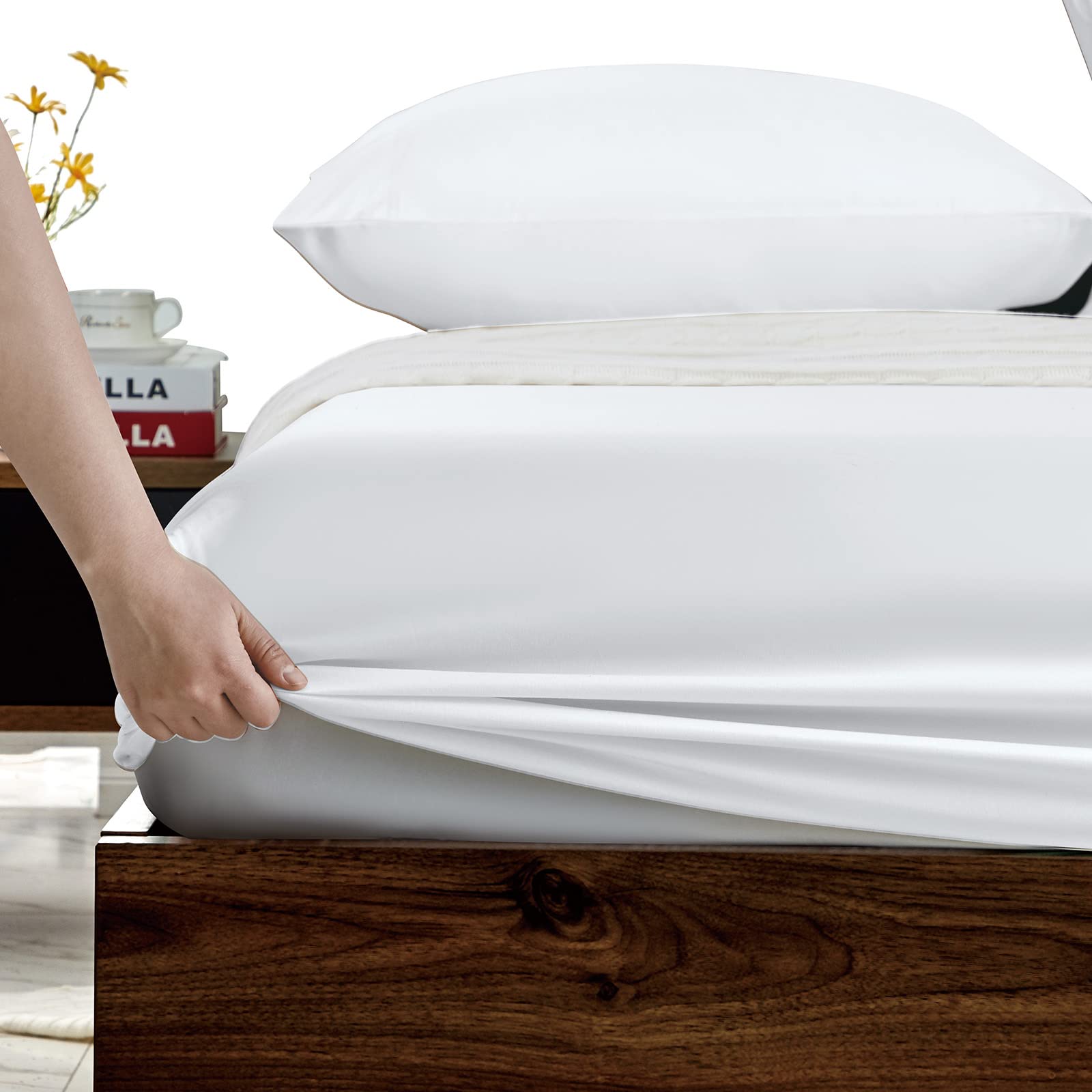 FreshCulture Twin Fitted Sheets, Bulk Pack of 6, Deep Pocket, Soft Microfiber Bottom Sheets for Home, Salons, Hotels, Twin Size Fitted Sheets Only (White)