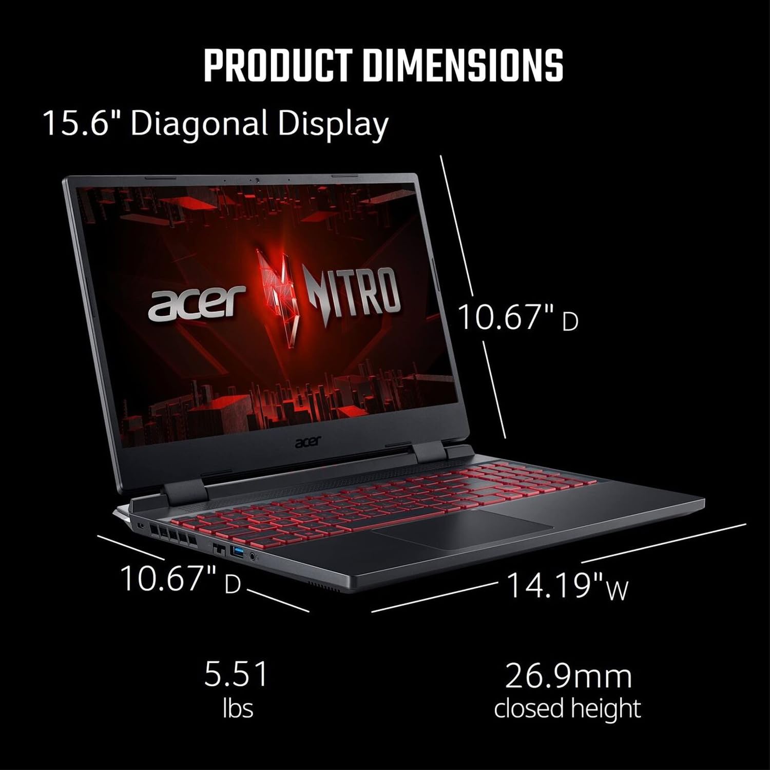acer Nitro 5 Gaming Laptop, 15.6" FHD IPS 144Hz Display, 12th Gen Intel 12-Core i5-12500H, GeForce RTX 3050, 32GB RAM, 2TB PCIe SSD, Thunderbolt 4, Backlit Keyboard, WiFi6, PDG HDMI Cable, Win 11 Pro