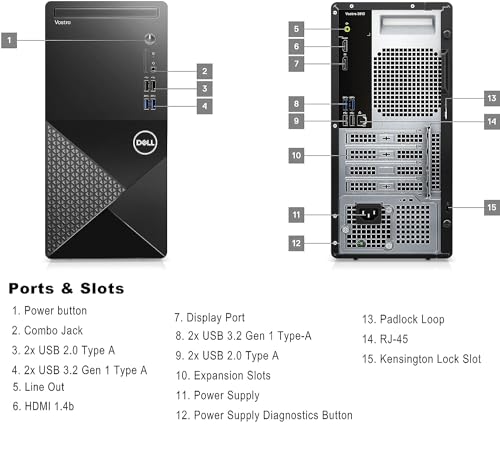 Dell Vostro 3000 Series 3910 Business Desktop | Intel Core i7-12700 | 32GB RAM | 1TB SSD | HDMI | DP | Wired Keyboard&Mouse | Wi-Fi 6 | Windows 11 Pro