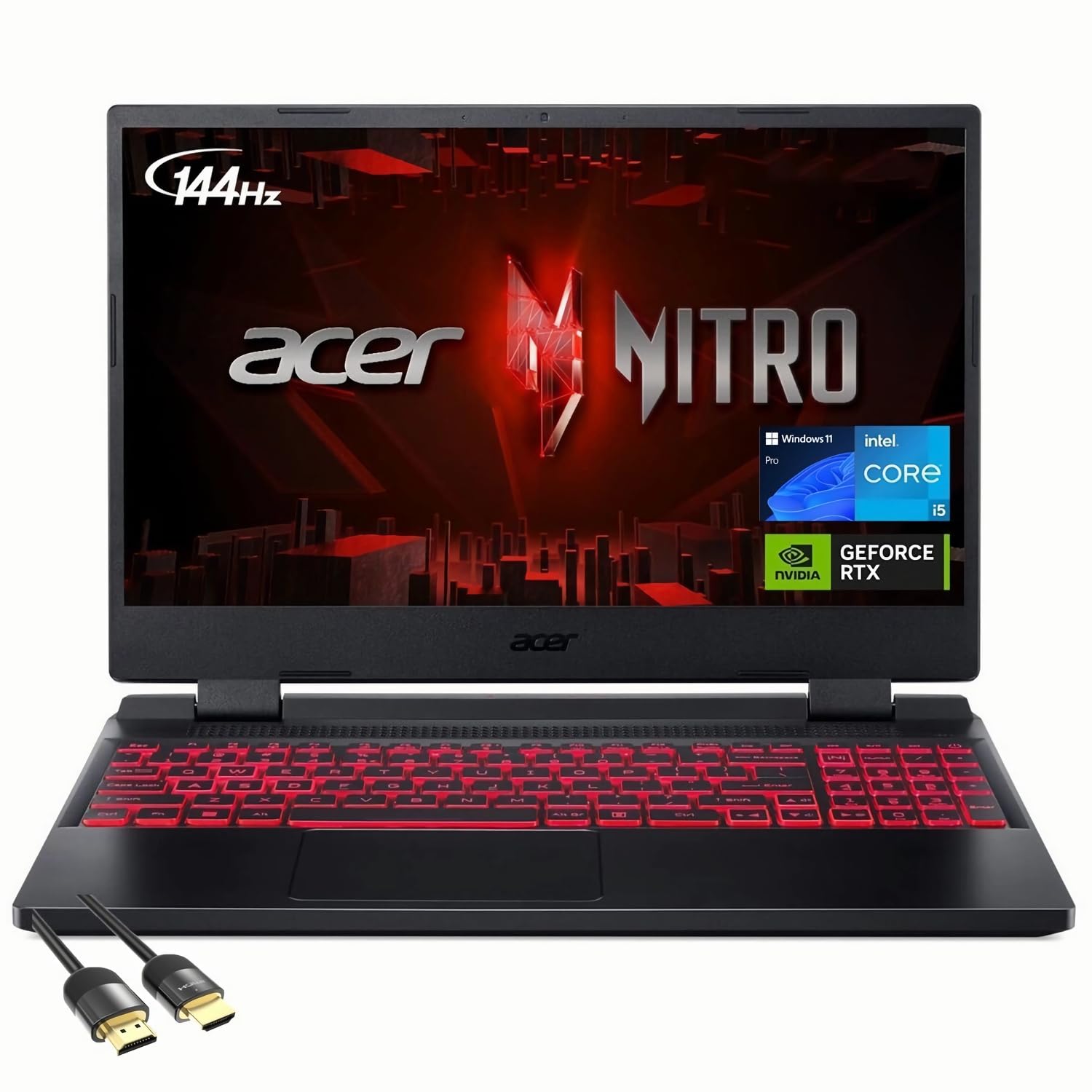 acer Nitro 5 Gaming Laptop, 15.6" FHD IPS 144Hz Display, 12th Gen Intel 12-Core i5-12500H, GeForce RTX 3050, 32GB RAM, 2TB PCIe SSD, Thunderbolt 4, Backlit Keyboard, WiFi6, PDG HDMI Cable, Win 11 Pro