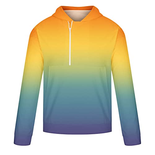 Hoodies for Men Zip Up Graphic Lightweight Athletic Sweatshirt Casual Long Sleeve Hooded Sweatshirts Pullover Tee cotton crewneck sweatshirt Yellow 2X