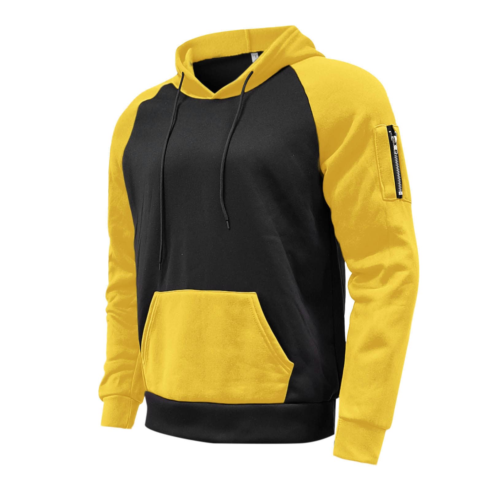 Muscularfit recent orders Mens Big and Tall Hoodies Pullover Color Block Long Sleeve Gym Workout Hoodies Casual Lightweight Sweatshirt 2023 mens sweatshirts hoodies zip up front Yellow 3X