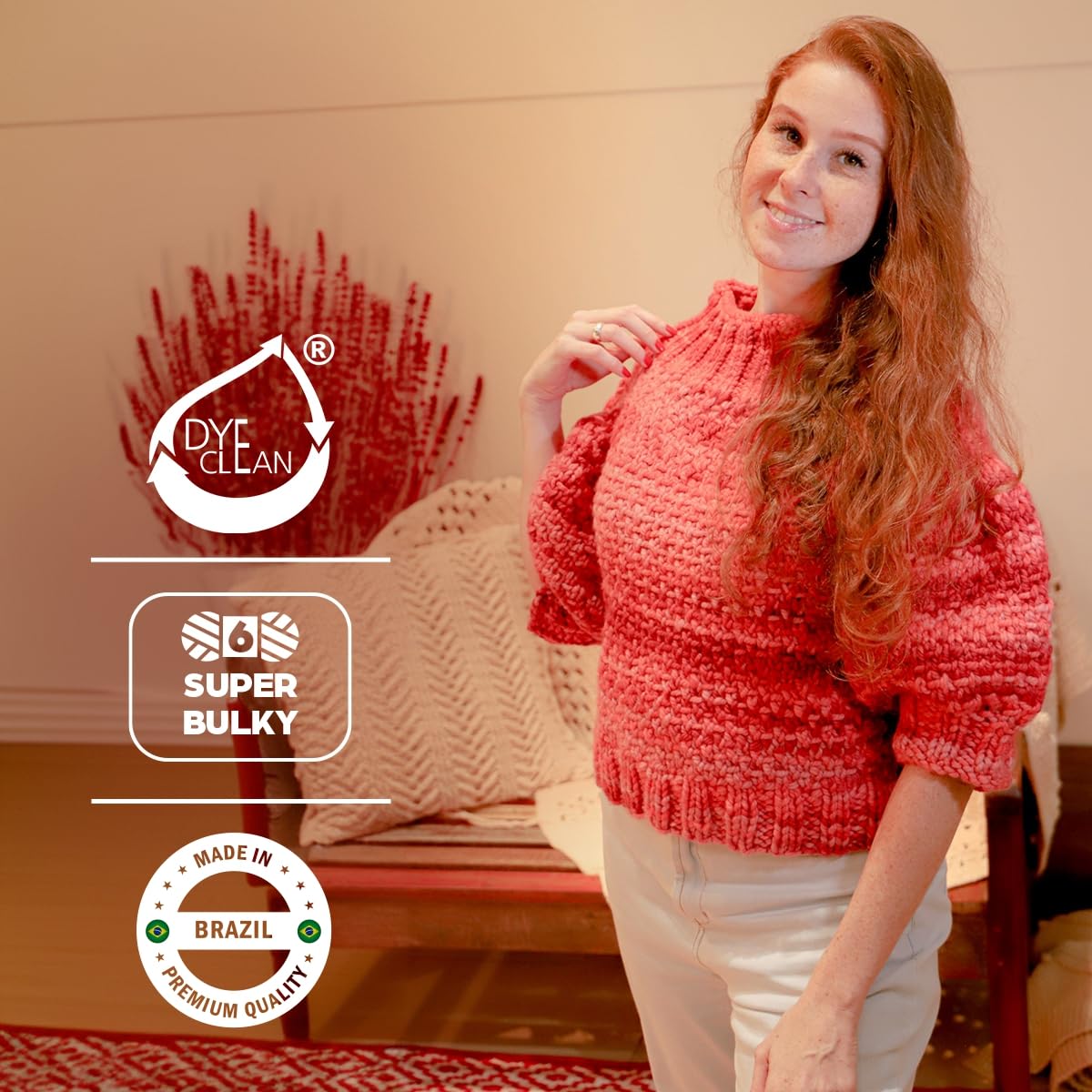 CIRCULO Supreme Merino Wool Yarn - 100% Brazilian Merino - Washable, Soft, Warm, and Luxurious - Perfect for Knitting & Crochet - Chunky - 73yds / 3.52oz (4095 - Rum)