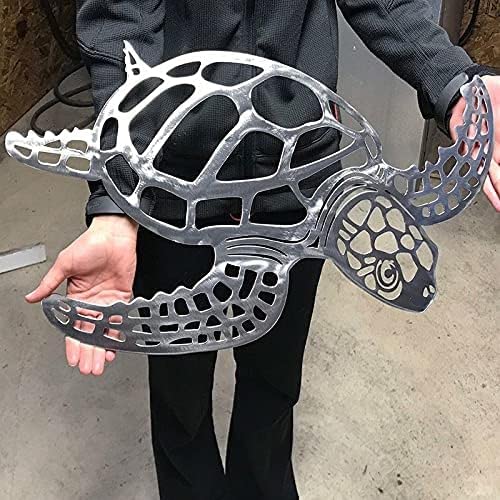 topyecel Metal Sea Turtle Ornament Sea Turtle Wall Decor Sea Turtle Bathroom Decor Beach Theme Decor Wall Art Decorations For Indoor Outdoor Bathroom Garden (M-8.3X12.6 INCH, Silver)