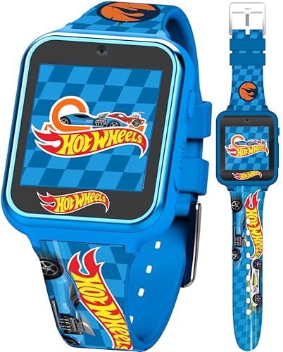 Hot Wheels Interactive Kids Smartwatch – Touchscreen Watch with Camera, Games, Voice Recorder, Step Tracker, Alarm & Timer – Racing-Inspired Design, USB Rechargeable – Fits Wrists 5.5" to 8"
